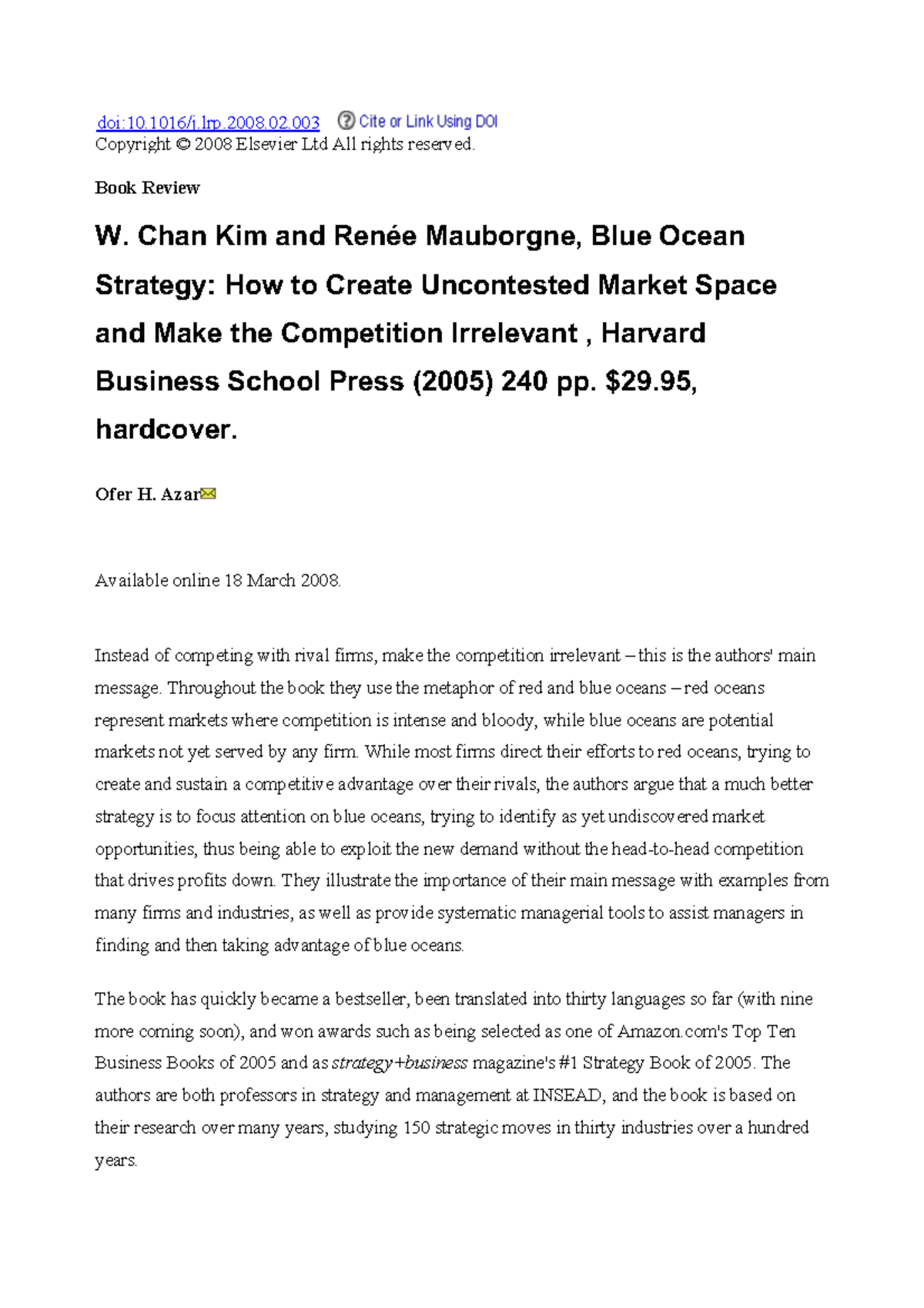 Blue Ocean Strategy University at Betty Love blog