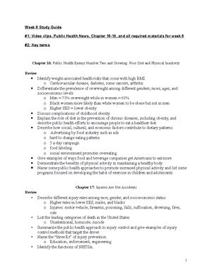 WEEK 4 Public Health Notes - WEEK 4 PUBLIC HEALTH NOTES CAUSES OF DEATH ...