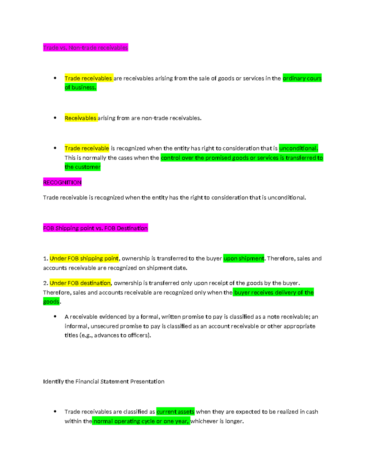 Trade vs. Non-t-WPS Office - Trade vs. Non-trade receivables Trade ...