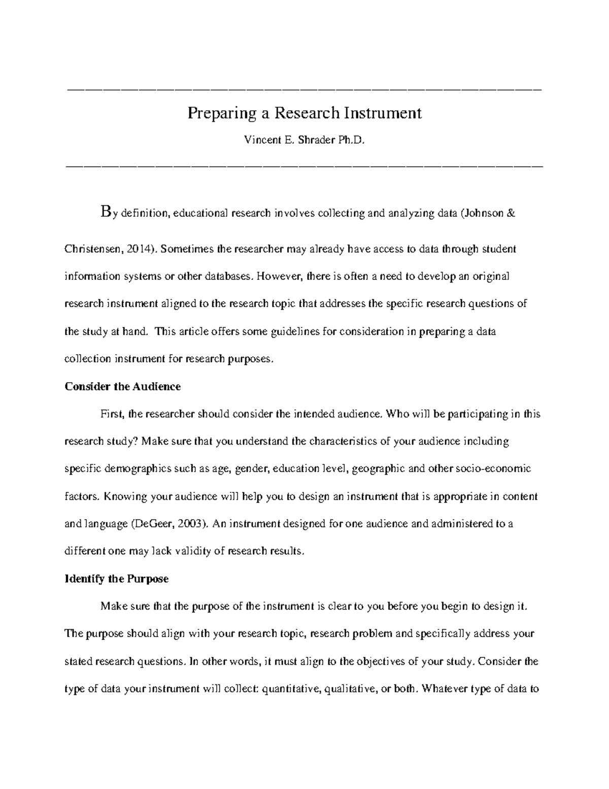 Preparing Data Collection Instrument