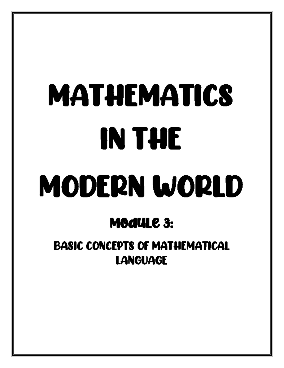 Module 3 Sets Functions Relations MATHEMATICS IN THE MODERN WORLD
