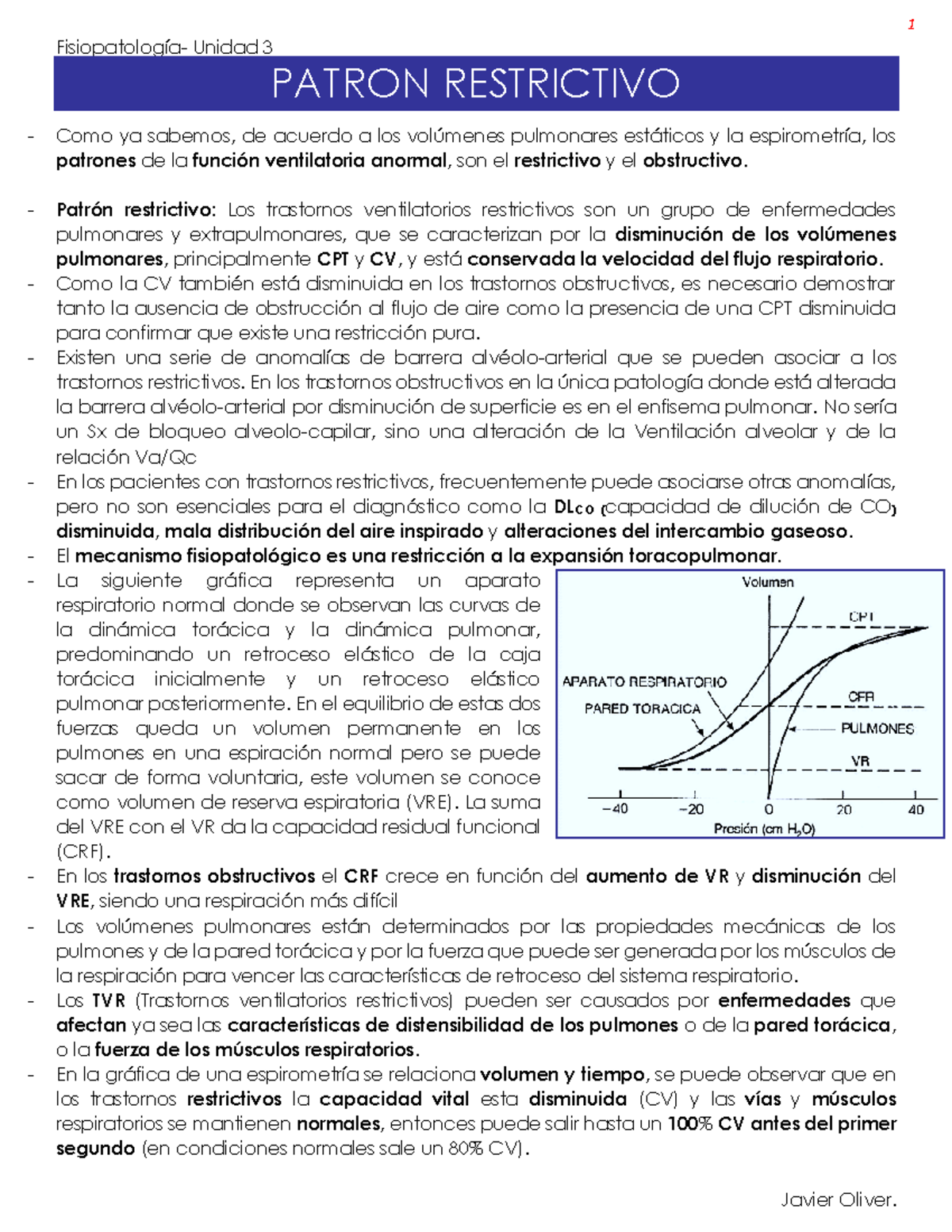6. Patron Restrictivo - Fisiopatología- Unidad 3 PATRON RESTRICTIVO ...