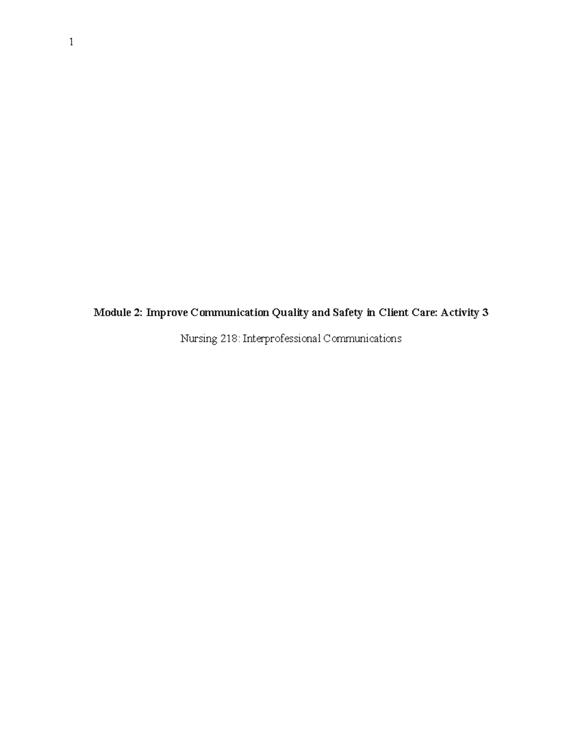 Mod 2 - Improving Communication - Activity 3 - 1 Module 2: Improve ...