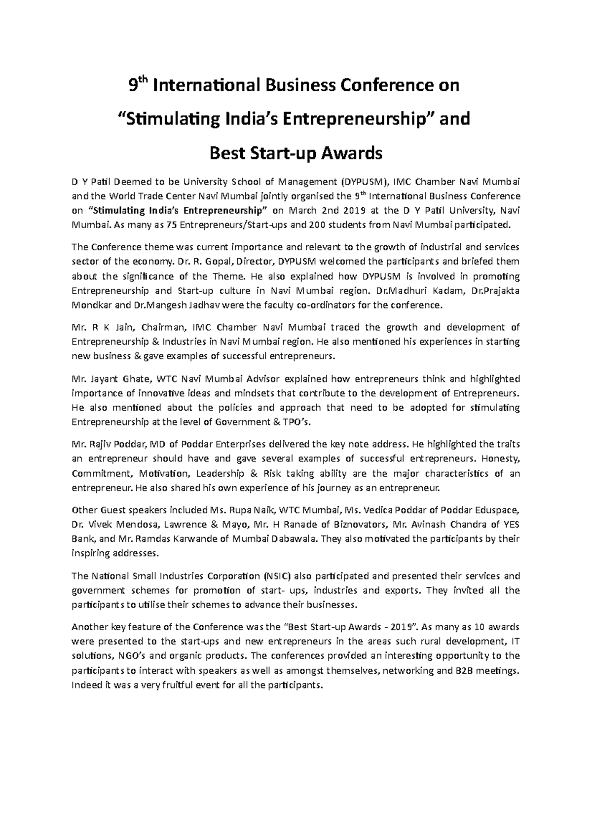 9th IB-Conference Write-up - 9 th International Business Conference on ...