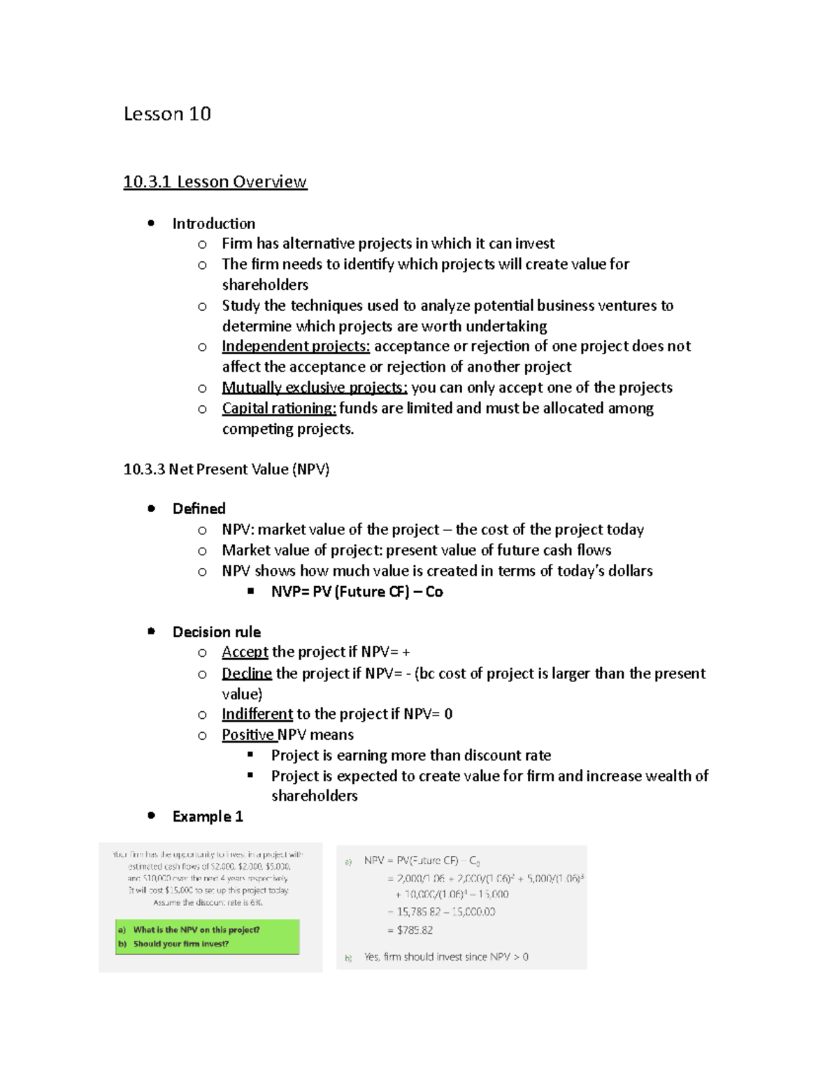 Notes(Final) - Lecture notes 10,11 - Lesson 10 10.3 Lesson Overview ...