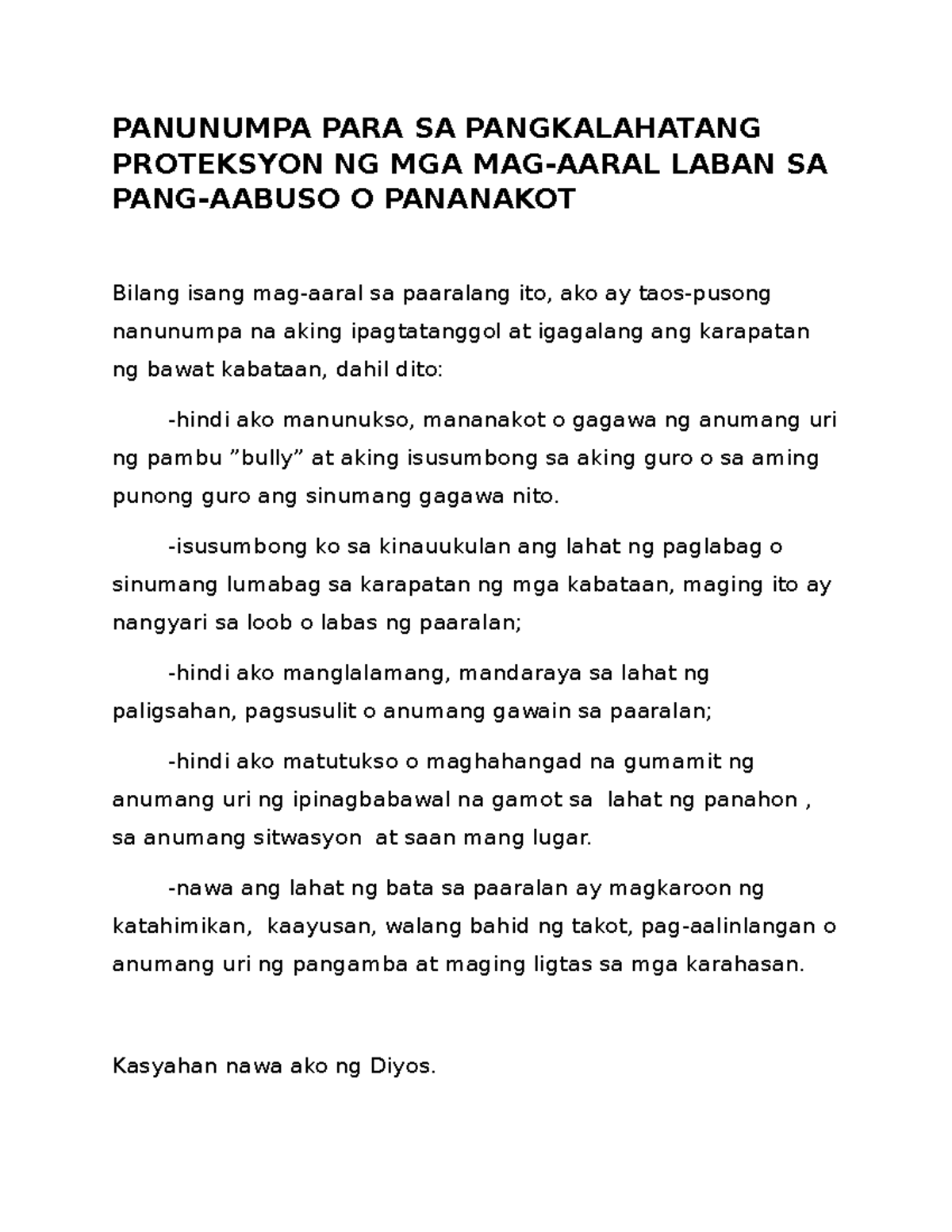Panunumpa-PARA-SA- Pangkalahatang- Proteksyon-NG-MGA-MAG-1 - PANUNUMPA ...