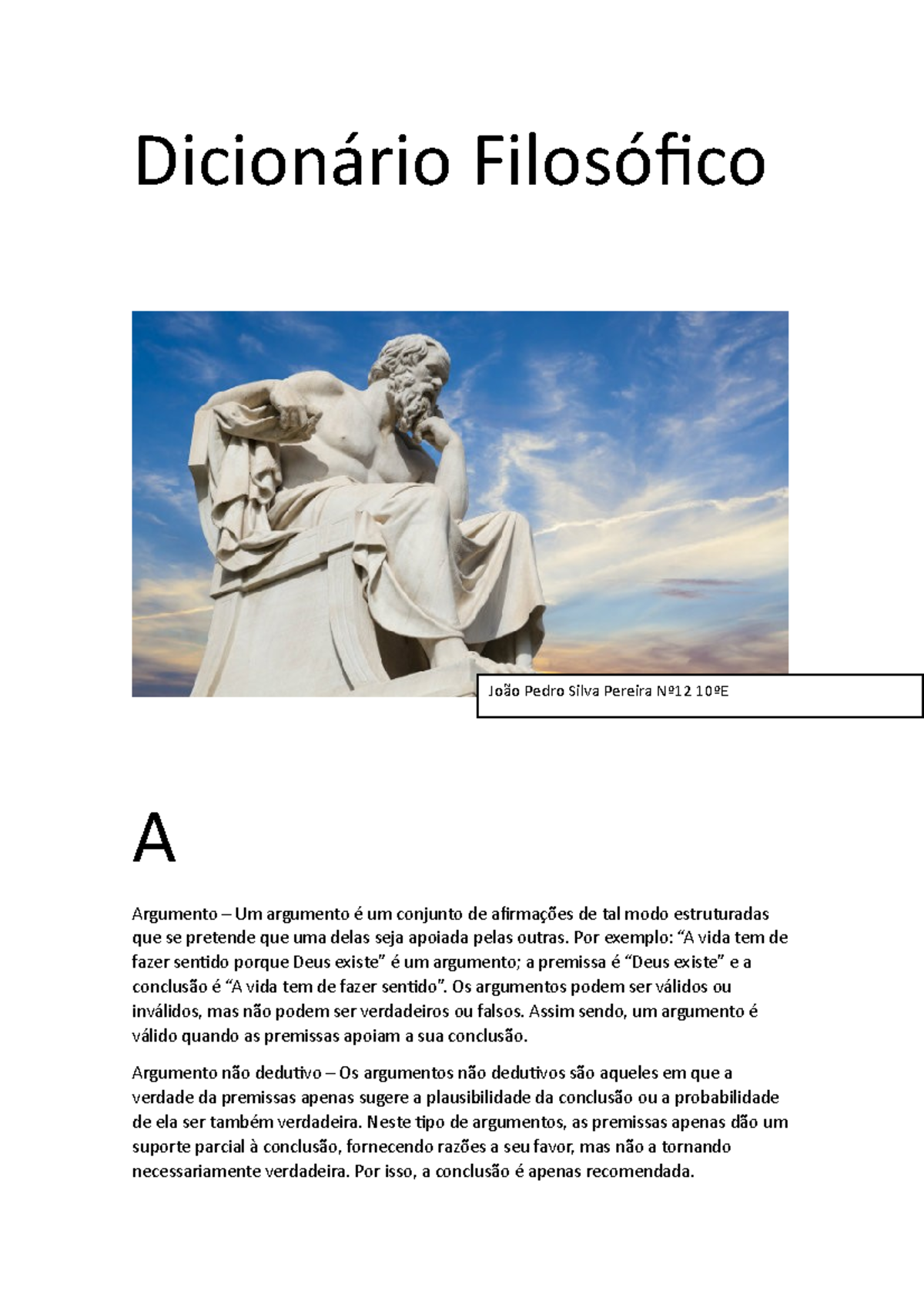 Dicionário Filosófico - Dicionário Filosófico A Argumento – Um ...