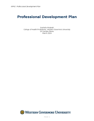 D225 Professional Development Plan - Leavitt School of Health, Western ...