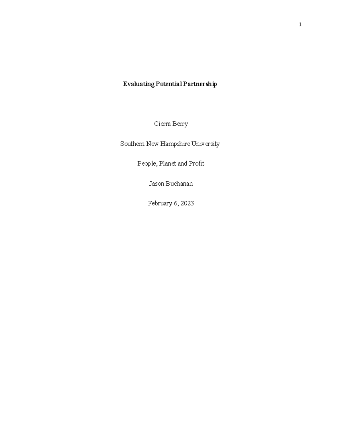 Evaluating Mangement Strategies - Evaluating Potential Partnership ...