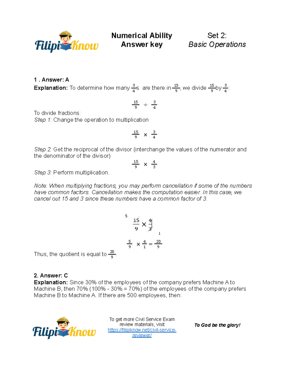 2 Numerical-Ability-Practice-Questions-Set-2-Answers (1)-1 - Answer key Basic Operations 1 ...