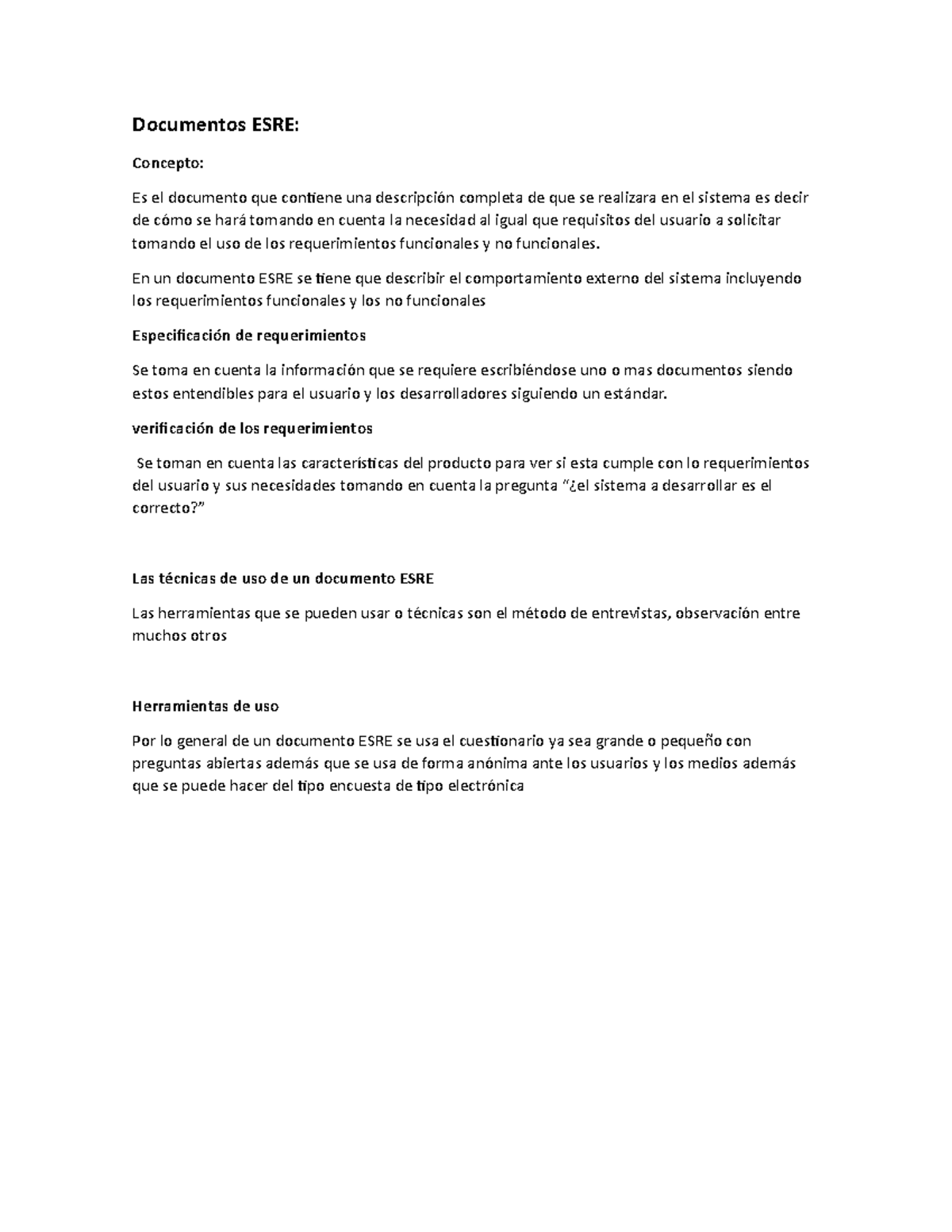 Documentos ESRE - Documentos ESRE: Concepto: Es el documento que ...
