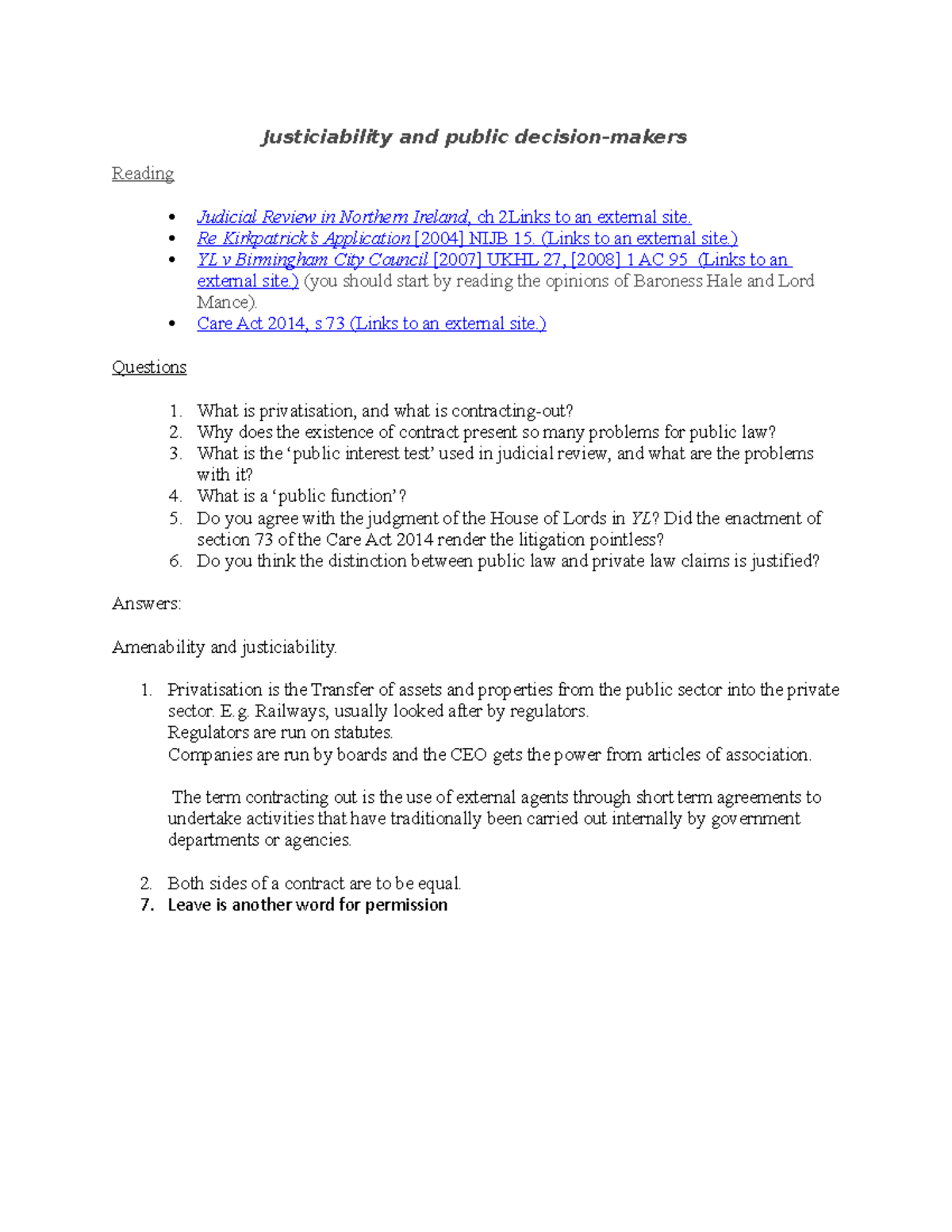 Justiciability and public decision part 2 - Justiciability and public ...