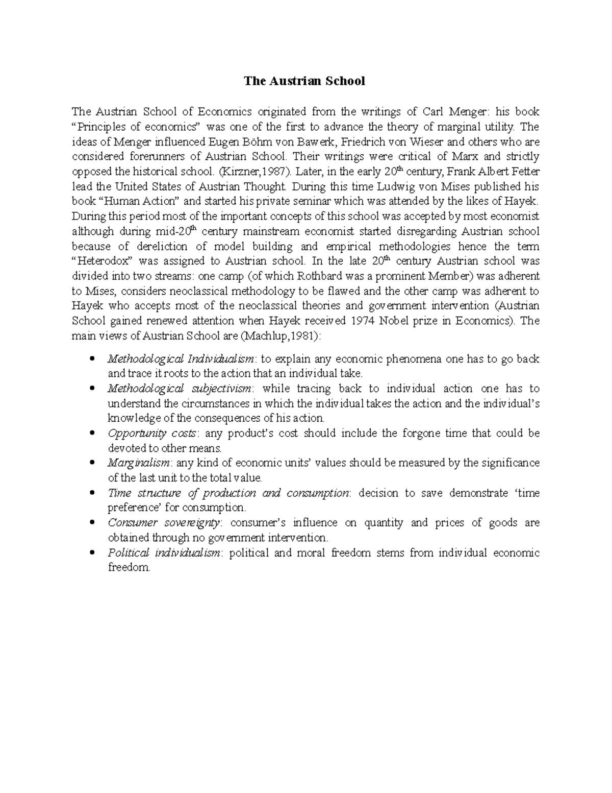 The Austrian School - Grade: sdsd - The Austrian School The Austrian ...