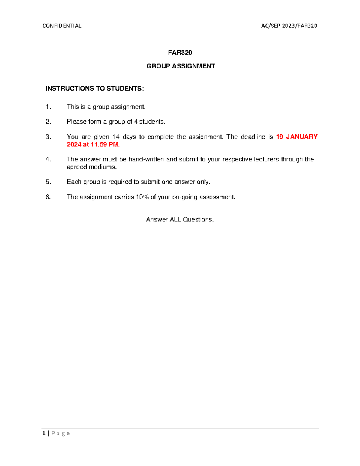 Group Assignment QQ - Csofp DIS 23-1 - FAR GROUP ASSIGNMENT INSTRUCTIONS TO STUDENTS: This is a ...