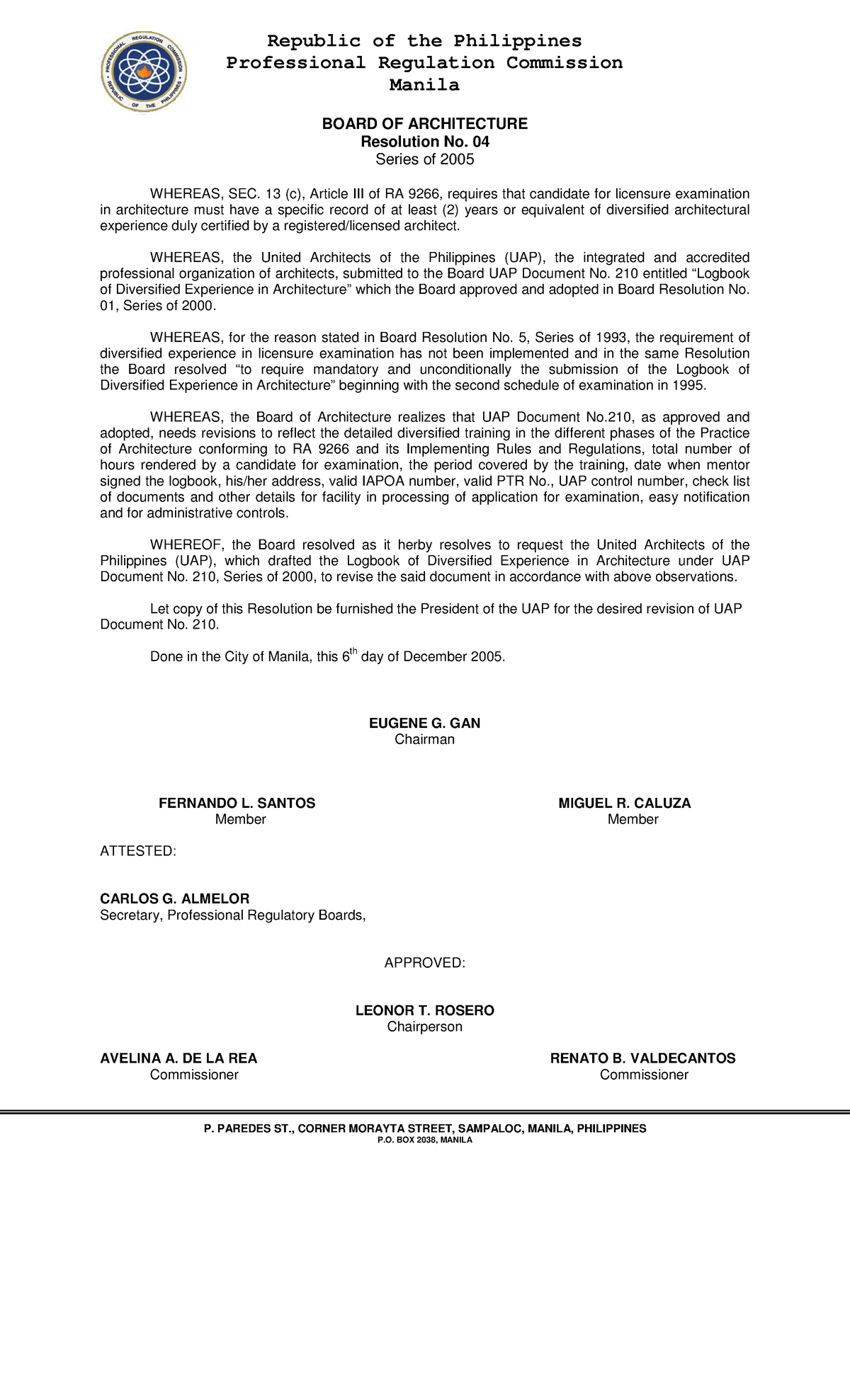 UAP DOC 210 Edited - Republic of the Philippines Professional ...