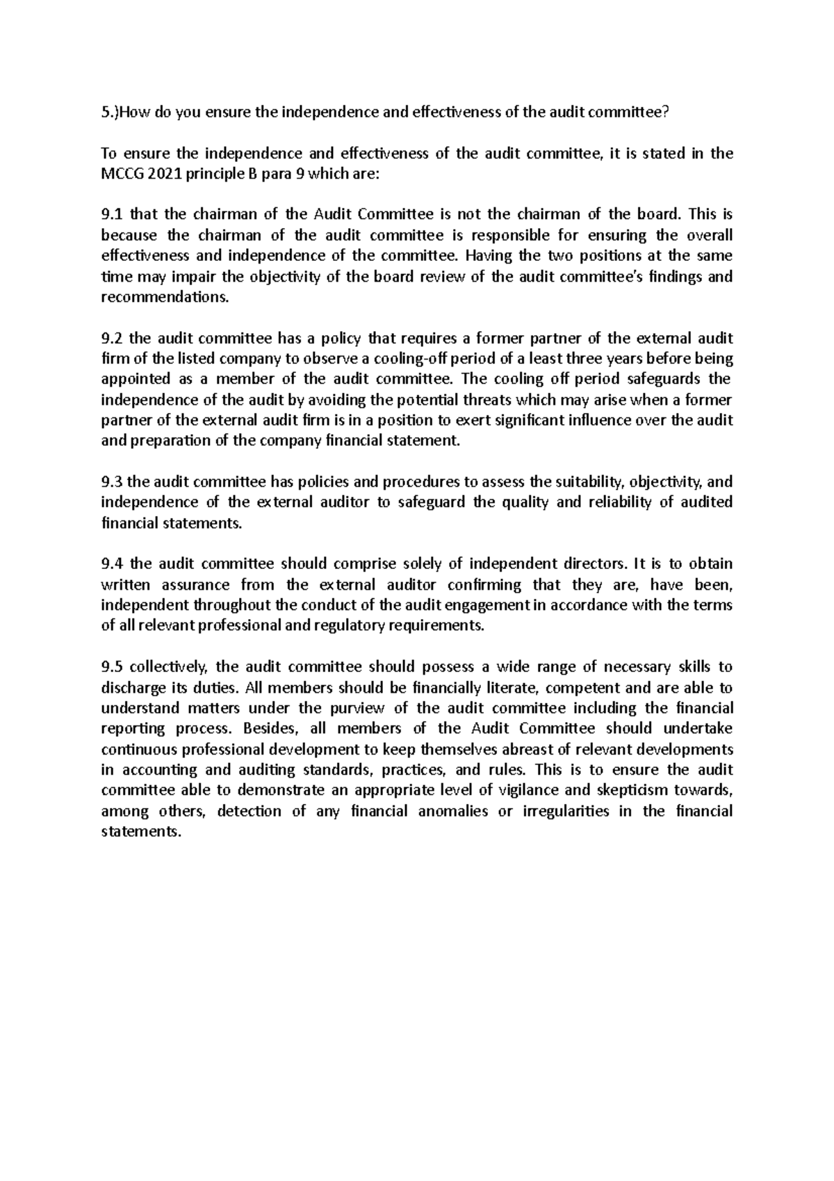 Corporate Governance Ethics Tutorial 6 Question 5 - 5.)How do you ...