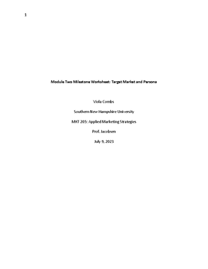 MKT205 Project - MKT 205 Project Viola Combs Southern New Hampshire ...