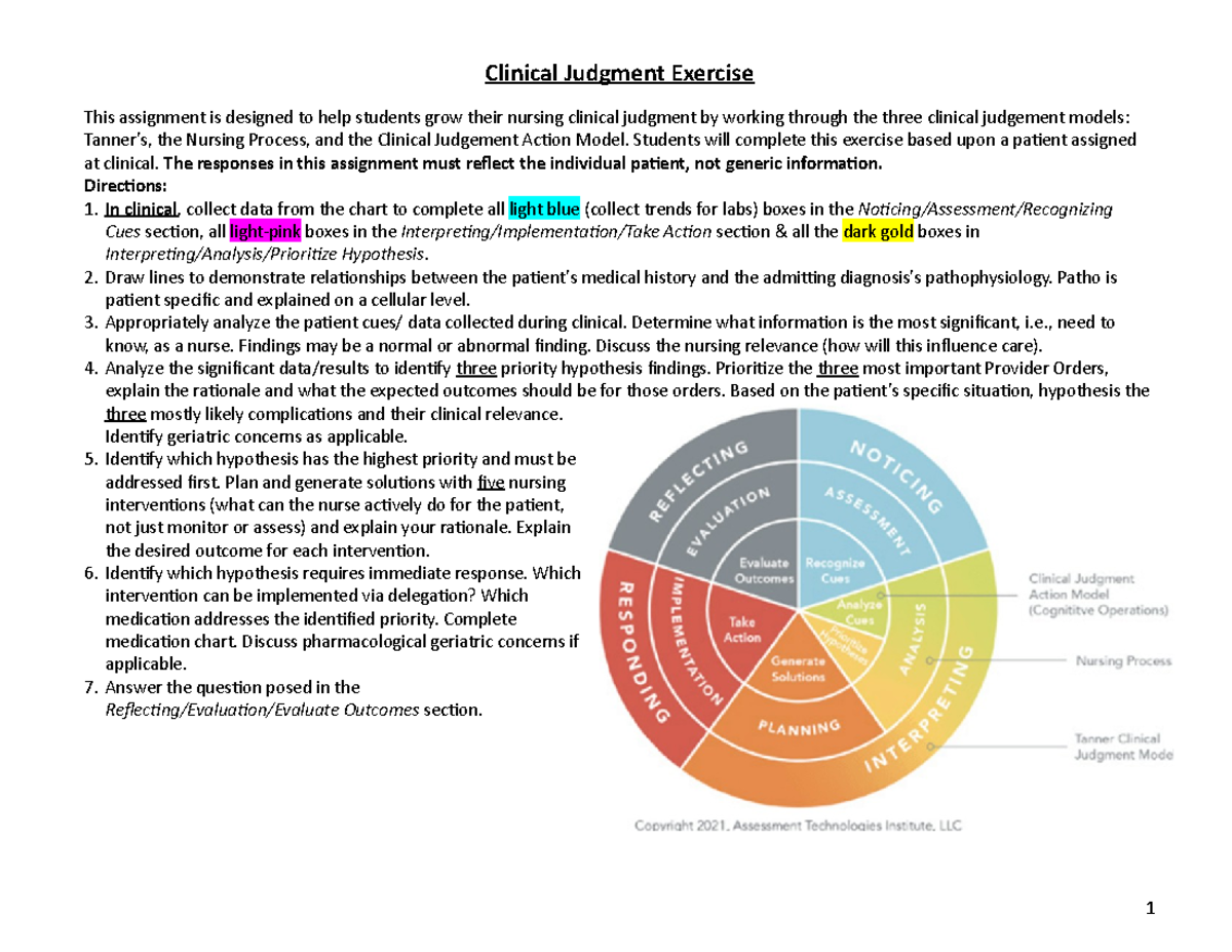 SP23 Clinical Packet - Clinical Judgment Exercise This assignment is ...