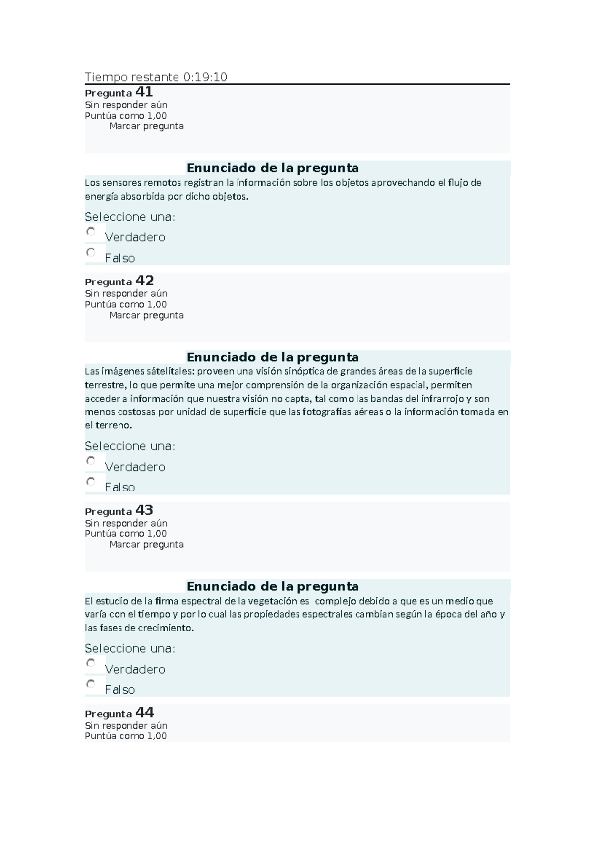 2do Parcial - Física - Tiempo restante 0:19: Pregunta 41 Sin responder ...