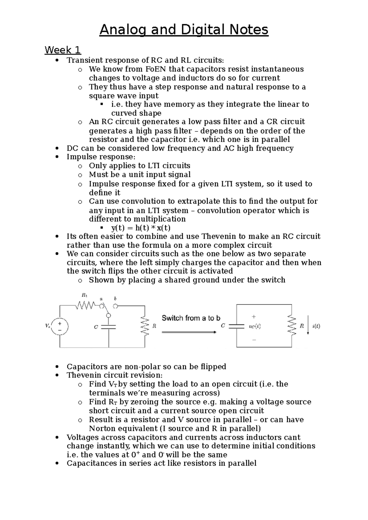 ADEC Notes - AMazing - Week 1 Transient response of RC and RL circuits ...