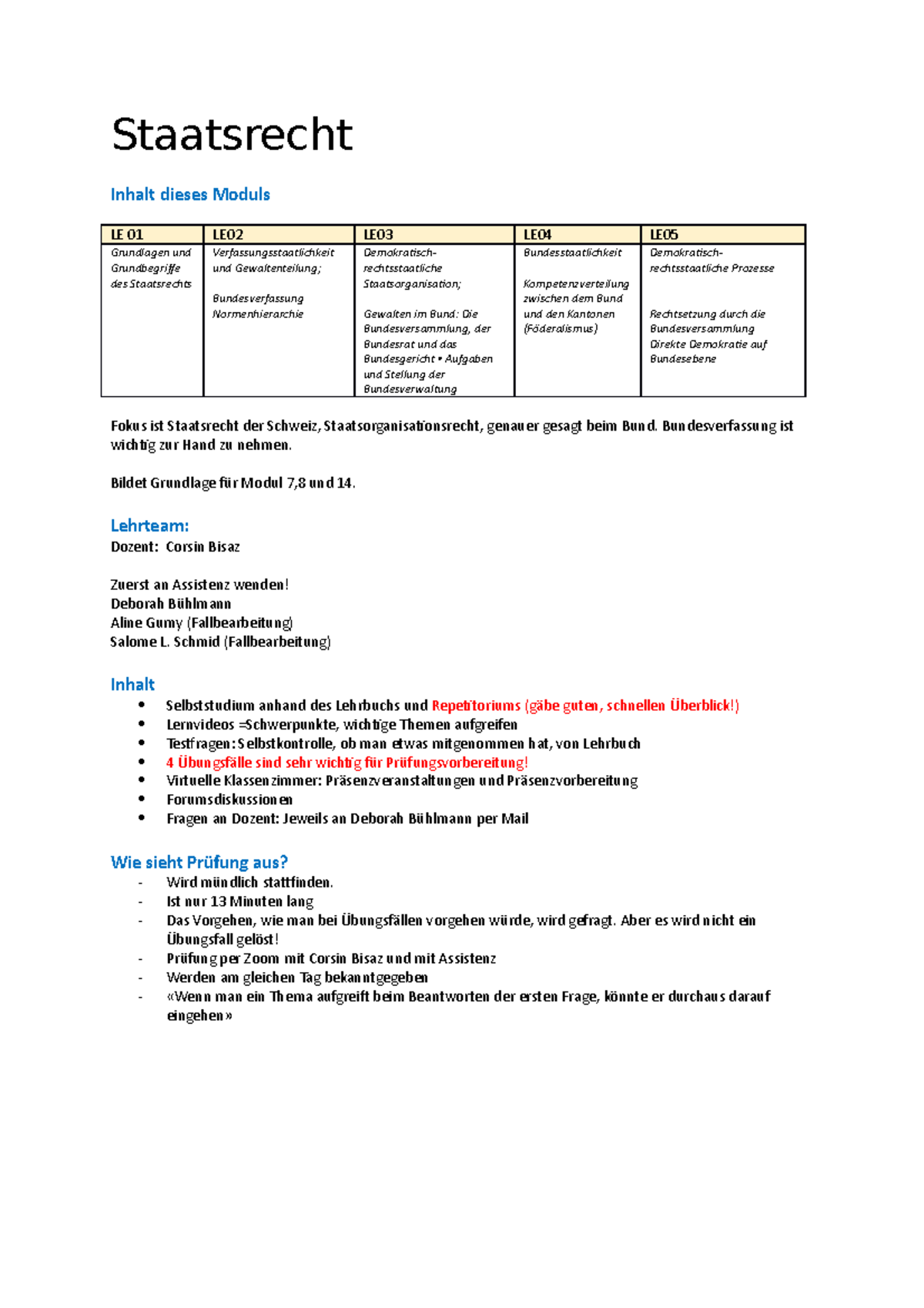 Staatsrecht ZF Aktuell - Staatsrecht Inhalt dieses Moduls LE 01 LE02 LE03 LE04 LE Grundlagen und ...