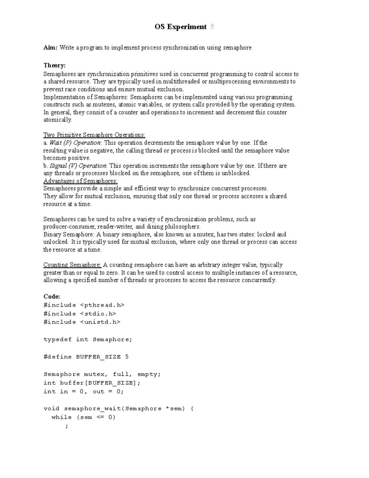 Archive - this contains consumer goods OS problem solution with implementation - OS Experiment 5 ...