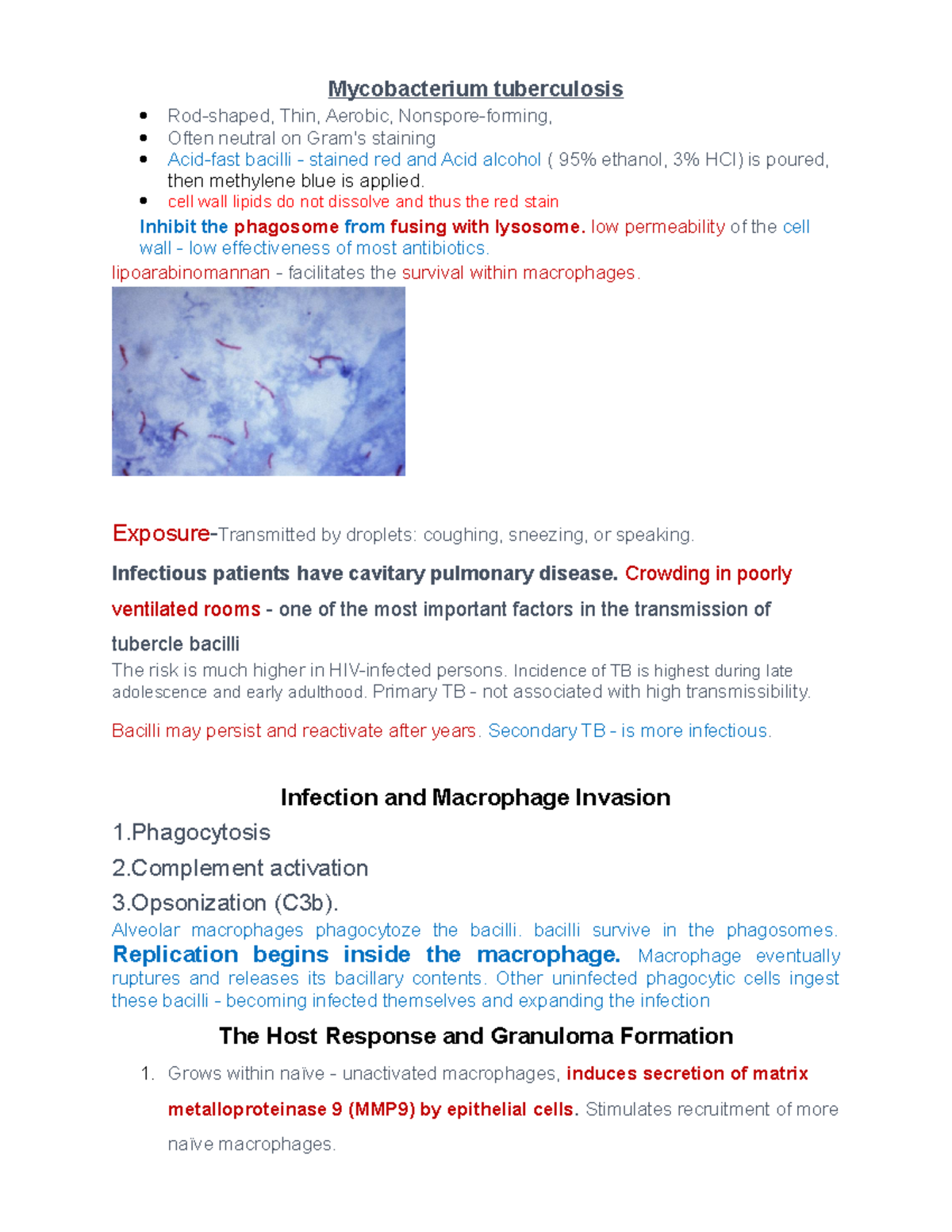 Mycobacterium tuberculosis- summary notes - BMD231 - QMUL - Studocu