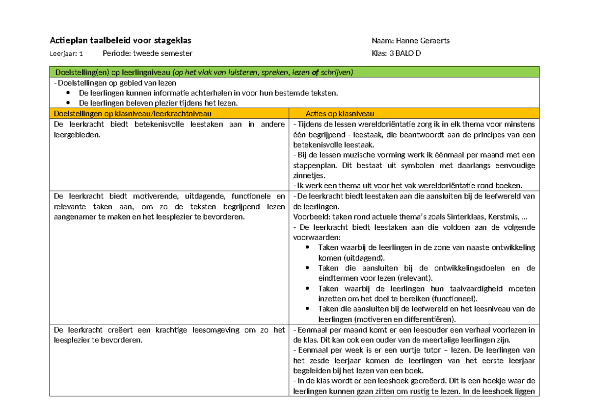 Actieplan - De leerlingen beleven plezier tijdens het lezen ...