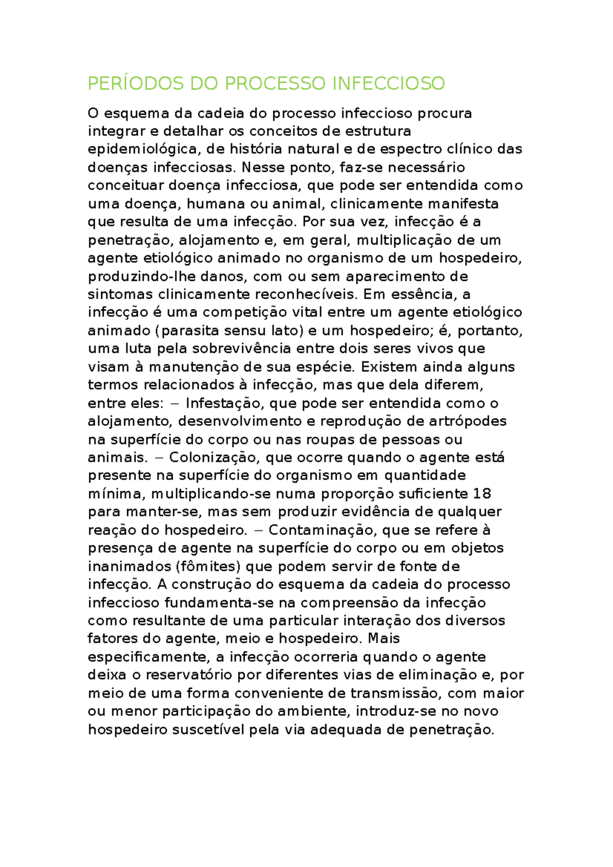 Infecções - periodo do processo infeccioso. - PERÍODOS DO PROCESSO ...