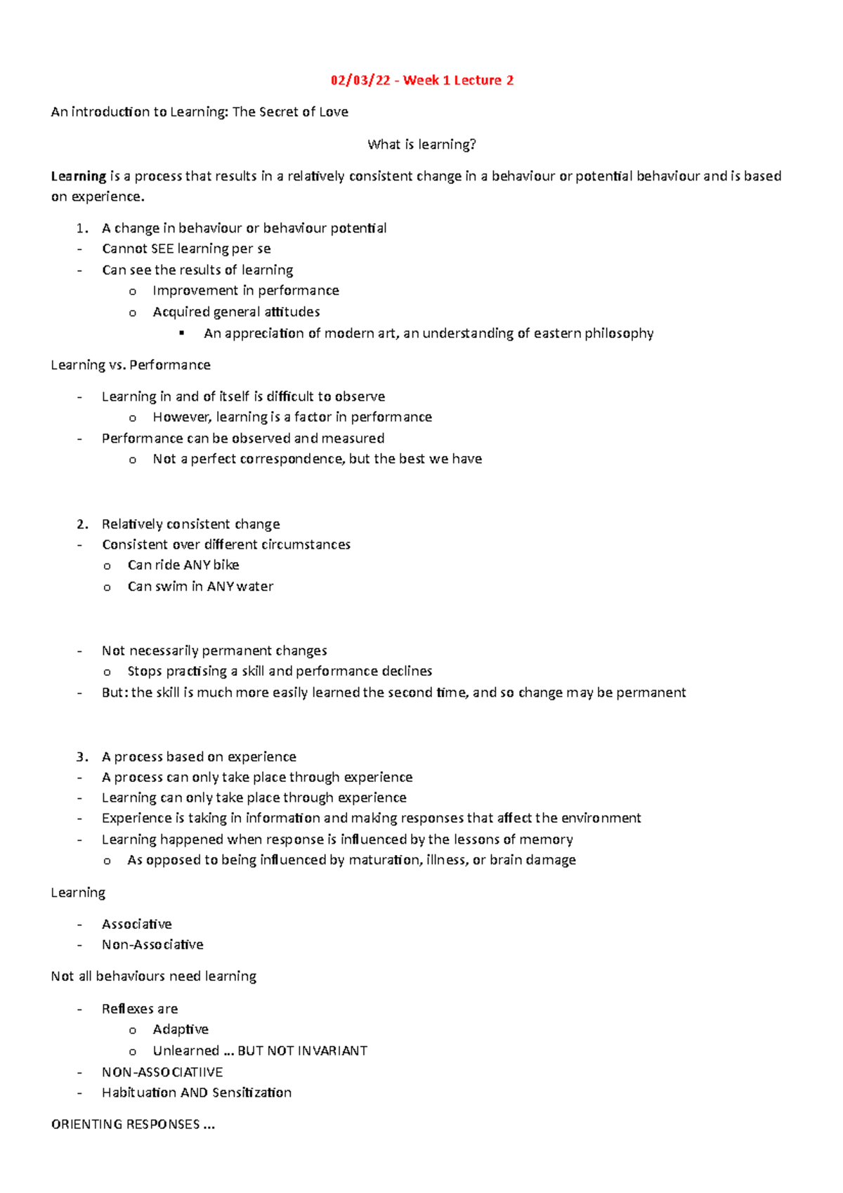 Psychology mind and brain YR1SEM1 Notes - 02/03/22 - Week 1 Lecture 2 ...