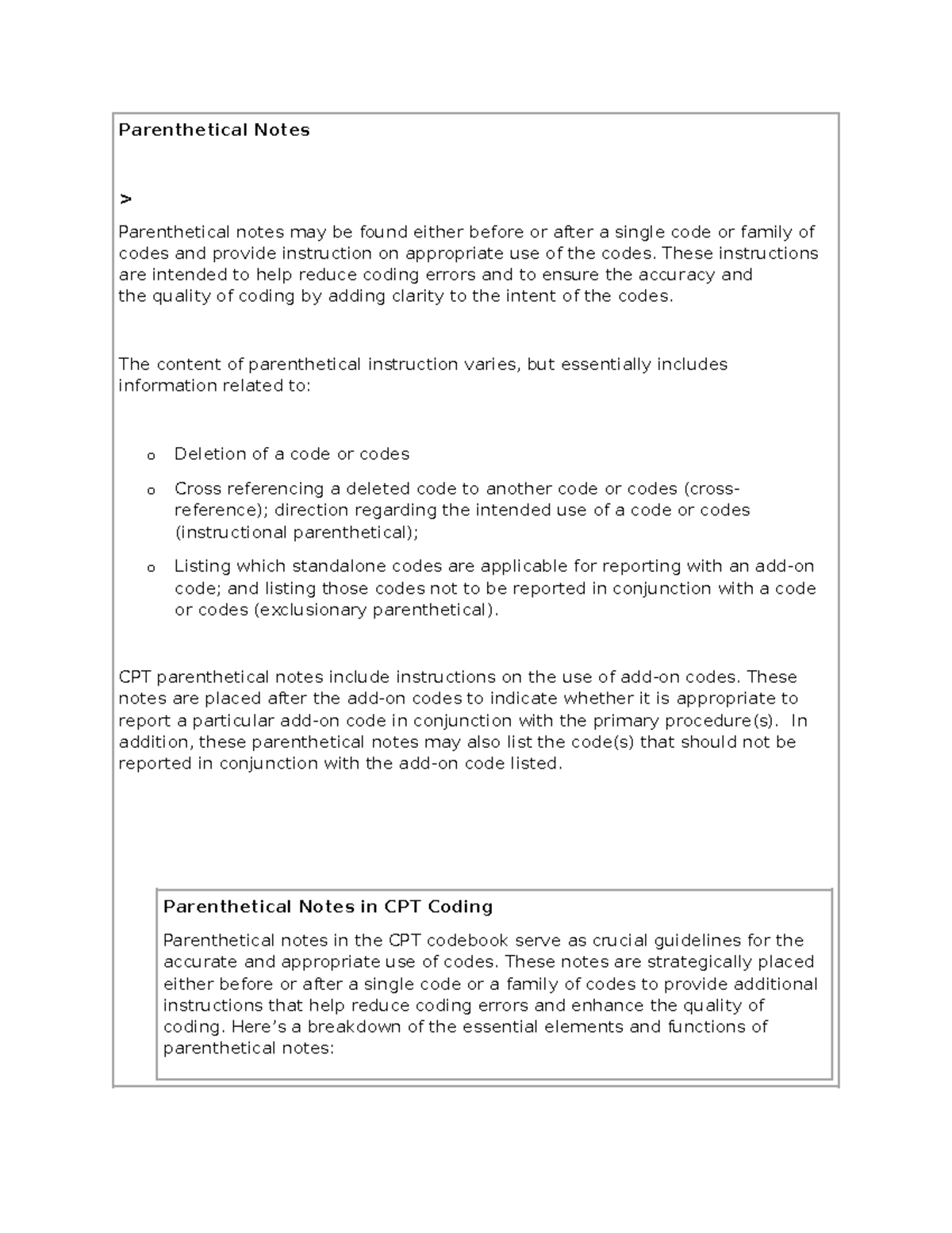 Parenthetical Notes. - Parenthetical Notes > Parenthetical notes may be ...