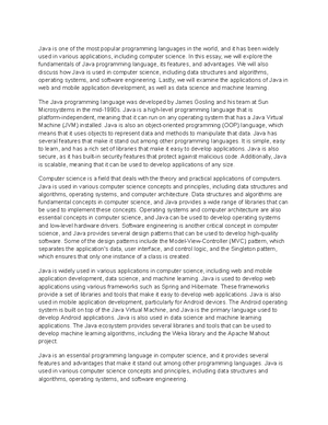 Java and HTML - This essay explains two of the most known programming ...