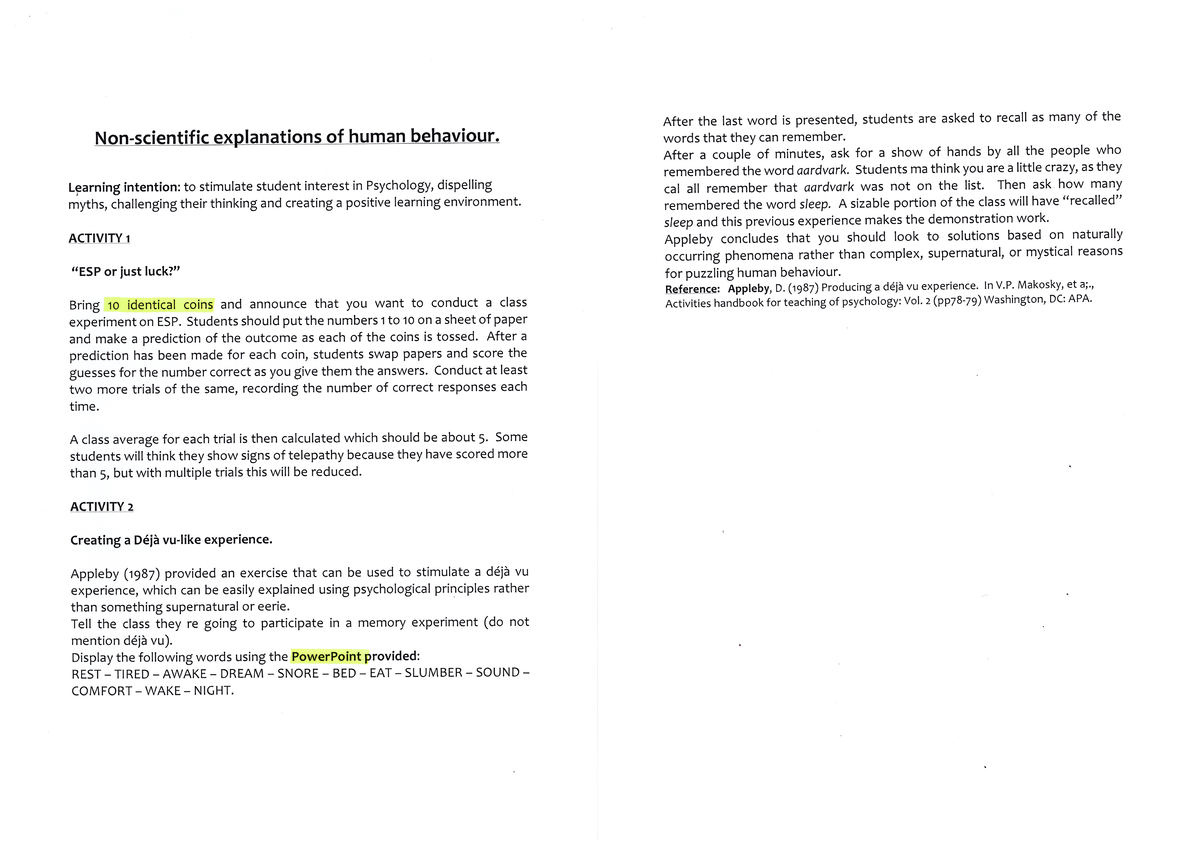 1. Non-scientific activities - Studocu