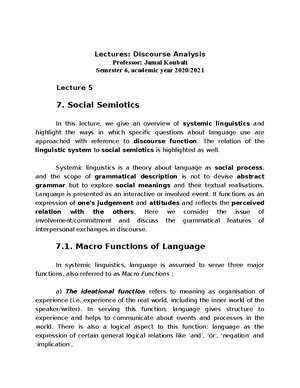 Semantics an Pragmatics lectures - Faculty of Arts & Humanities Departement of English Studies ...