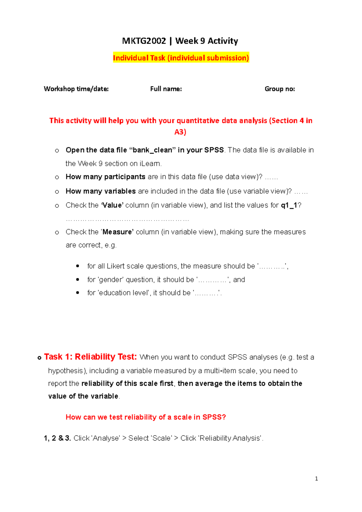 MKTG2002-Week 9 individual task updated - MKTG2002 | Week 9 Activity ...