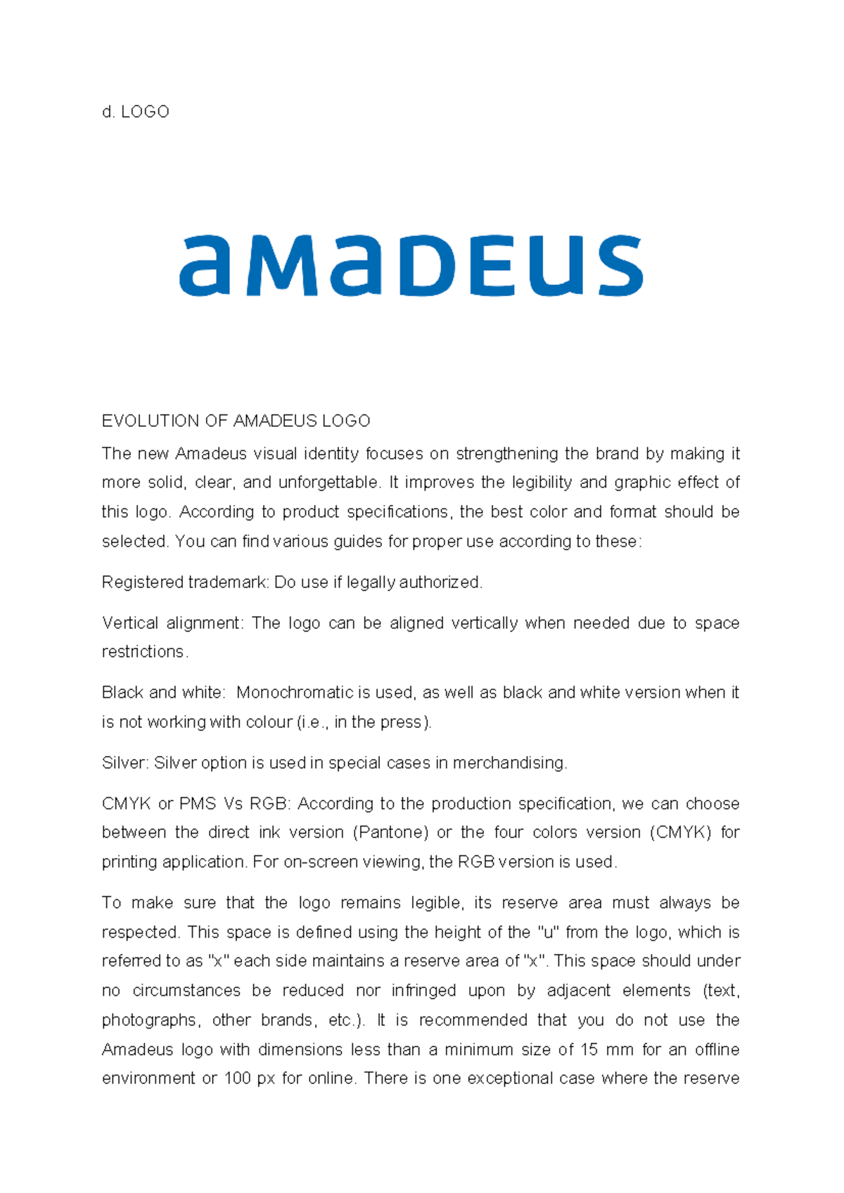 Amadeus Report - d. LOGO EVOLUTION OF AMADEUS LOGO The new Amadeus ...