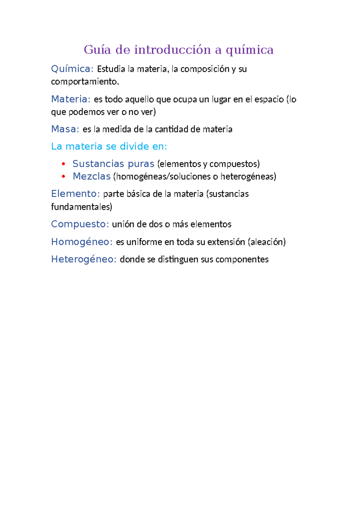 Guía de introducción a química - Guía de introducción a química Química ...