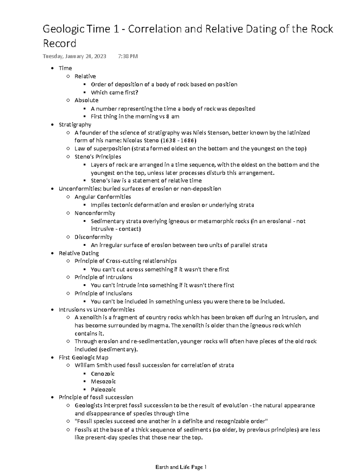 Geologic Time 1 - Correlation and Relative Dating of the Rock Record ...