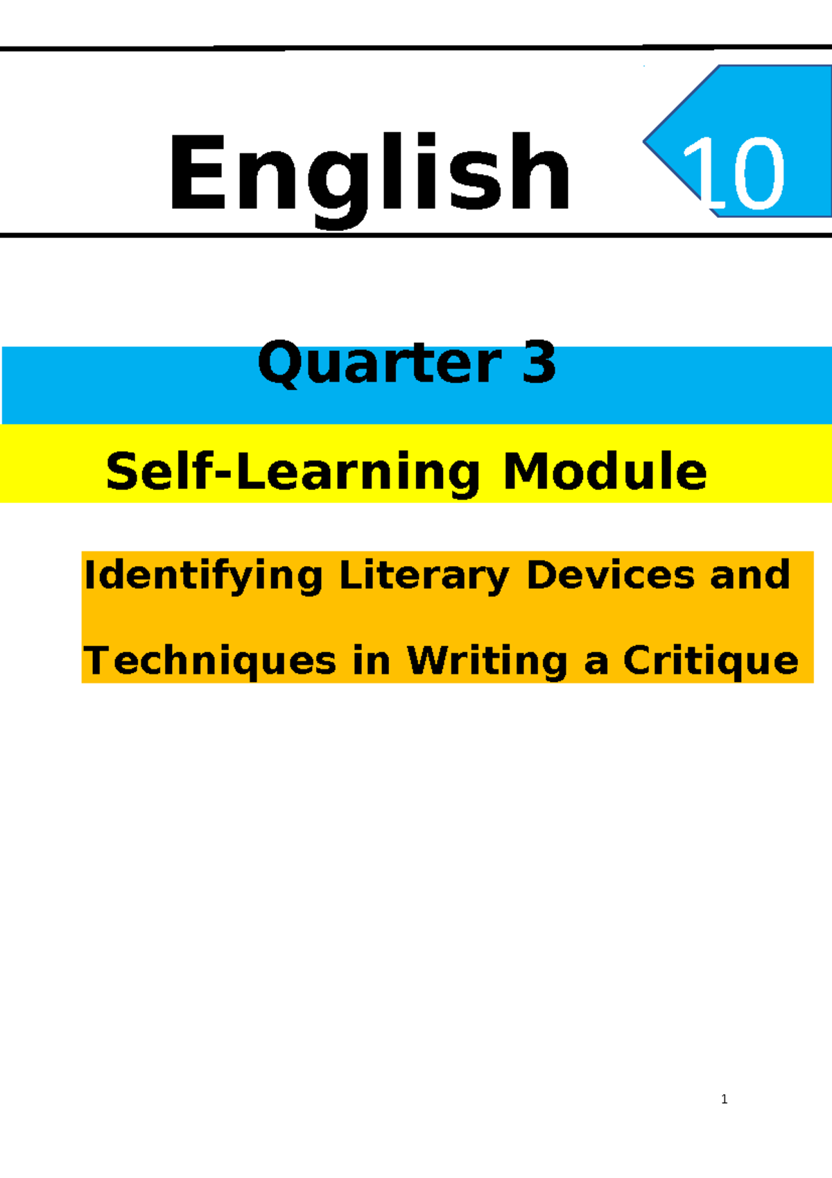 English 10 Week 7 - Practice Materials and Modules - English 10 Quarter ...