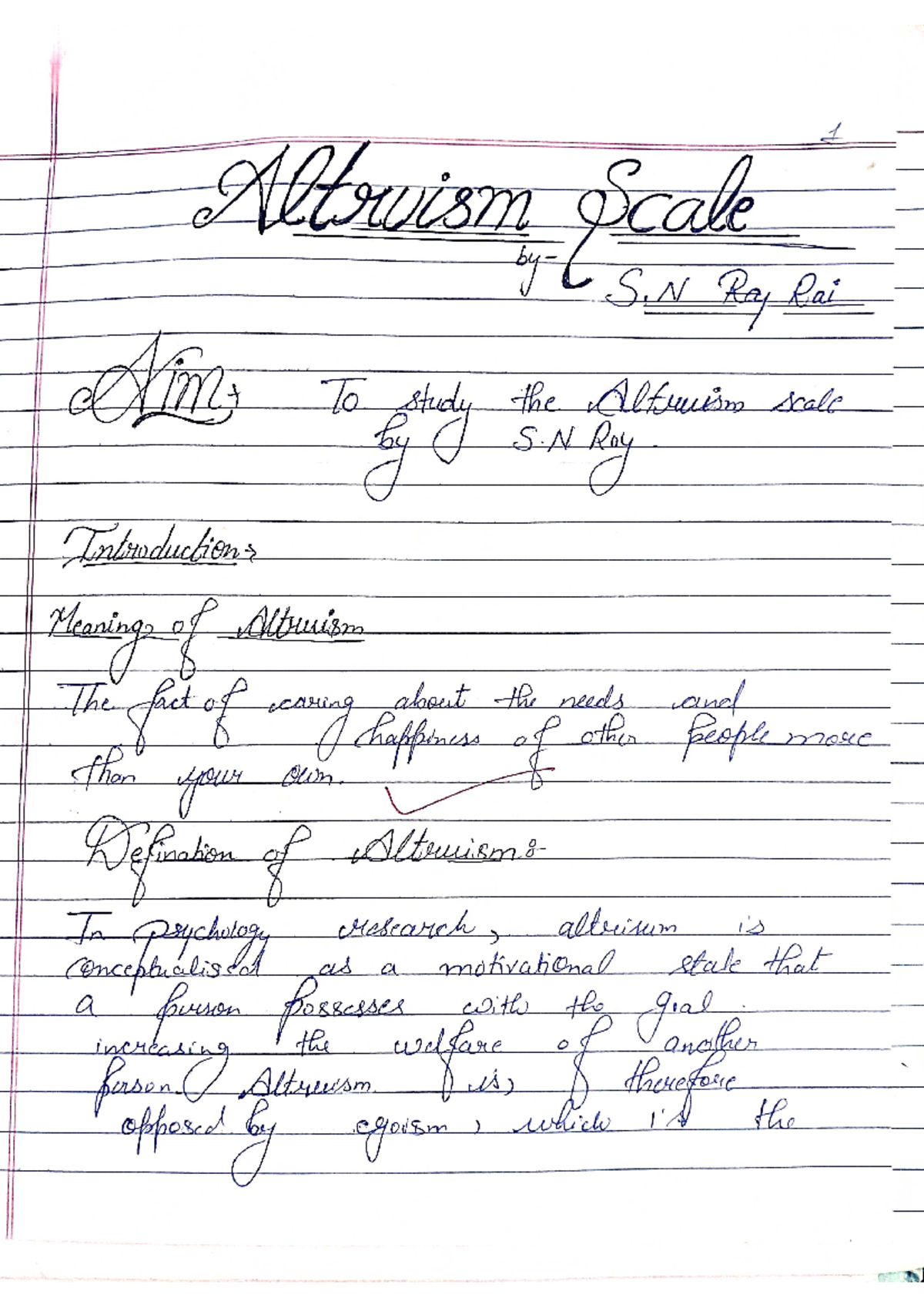 Chapter - Altruism - 1 Altruism fack S Ray Rai Mina a To for study the ...
