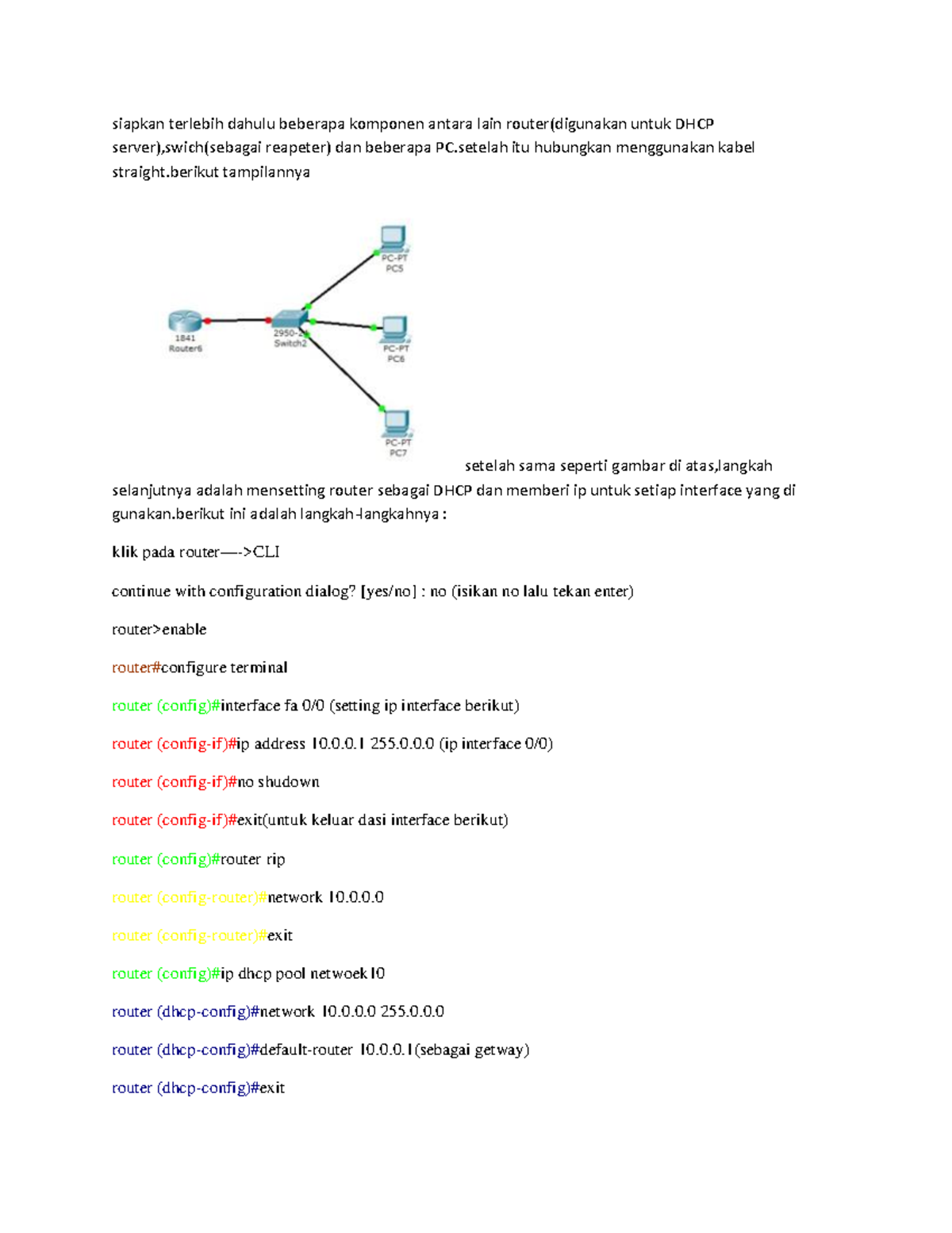 quiz dhcp cisco - siapkan terlebih dahulu beberapa komponen antara lain router(digunakan untuk ...