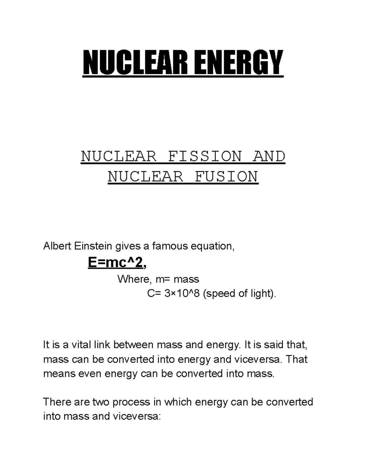 Nuclear Energy- Nuclear Fission AND Nuclear Fusion - NUCLEAR ENERGY ...