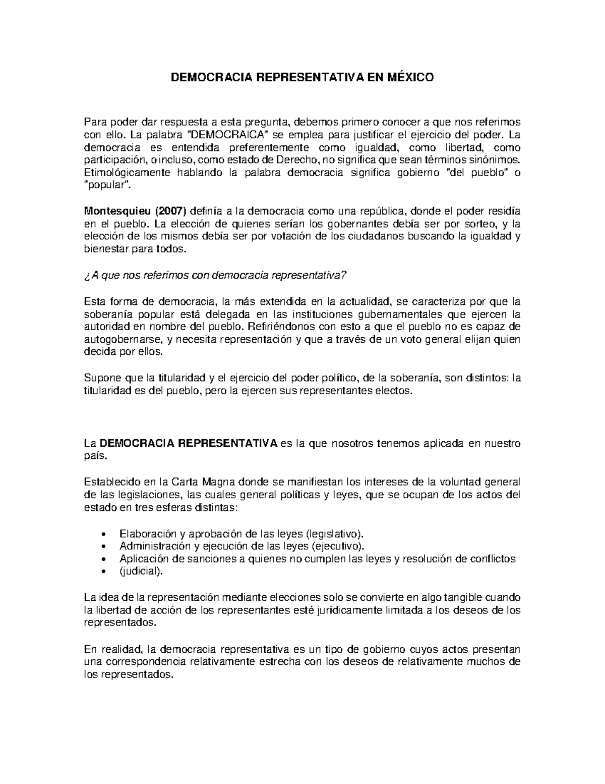 Democracia Representativa EN México - DEMOCRACIA REPRESENTATIVA EN ...