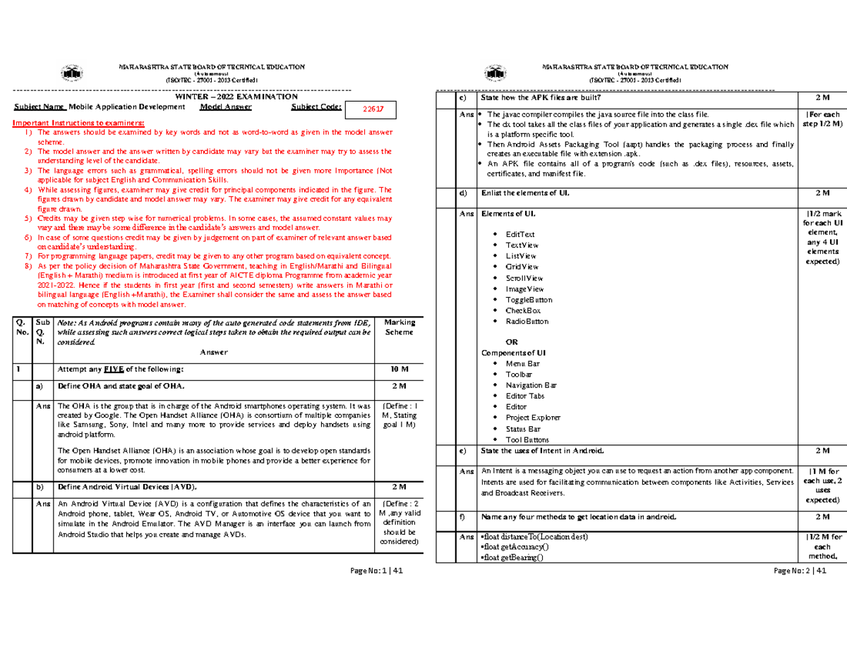 22617 W-22 Model Answer - (Autonomous) (ISO/IEC - 27001 - 2013 ...