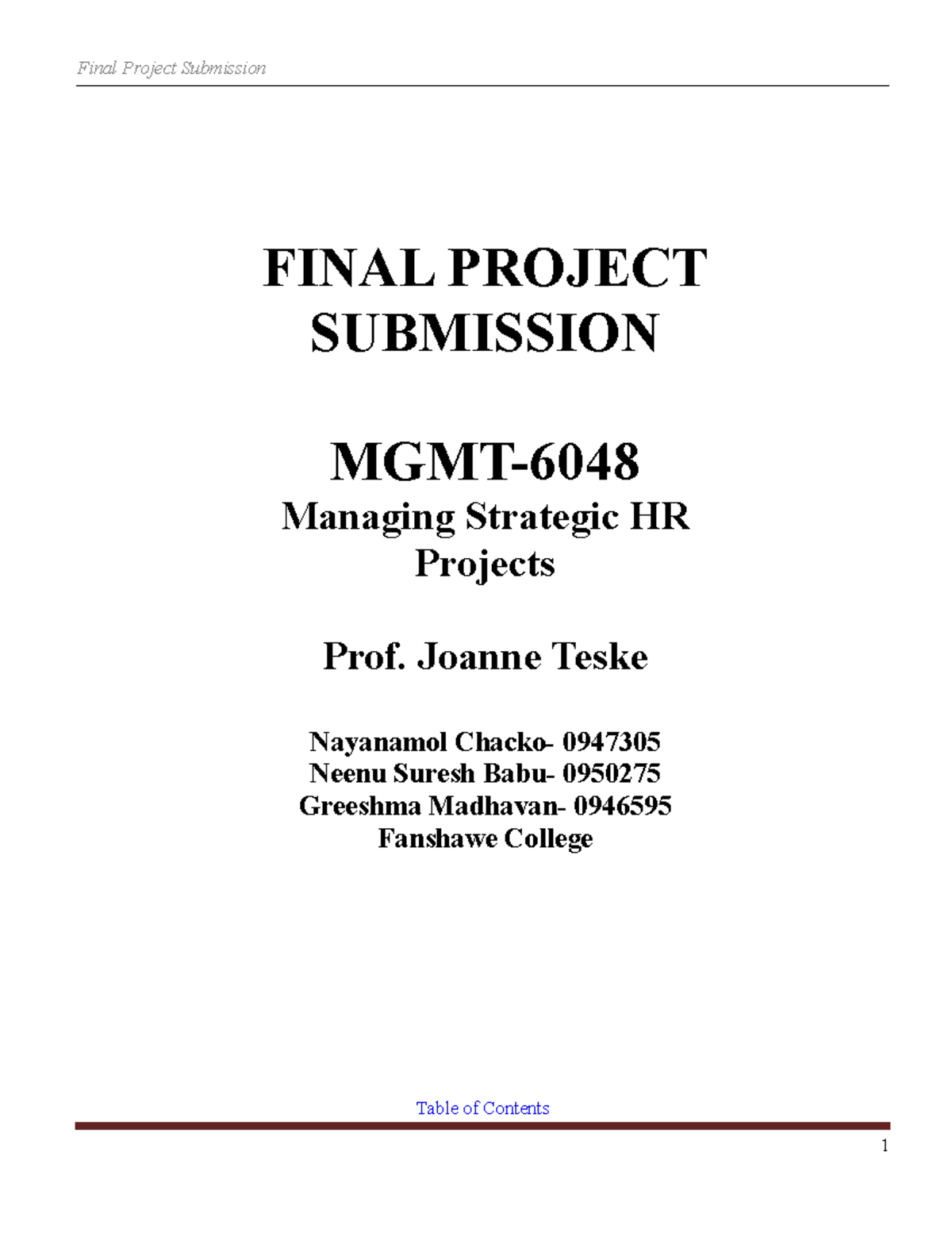 Final Project submission - Prof Joanne Teske - FINAL PROJECT SUBMISSION ...