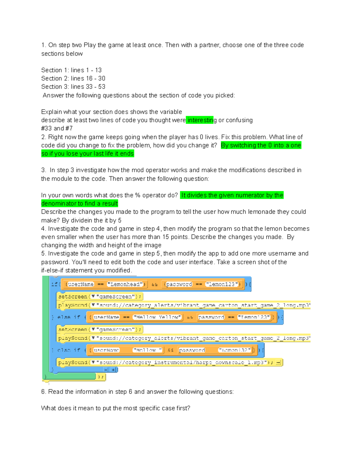 Comp sci - comp sci asignements from mrwill - On step two Play the game at least once. Then with ...