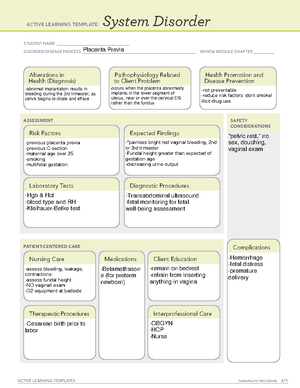 system disorder peripheral vascular disease - ACTIVE LEARNING TEMPLATES ...