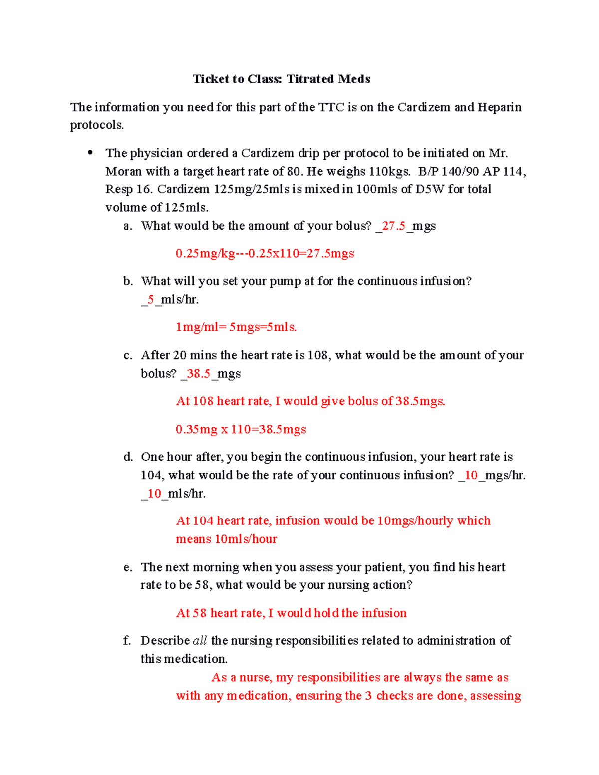 Titrated Meds TTC - Assignment - Ticket to Class: Titrated Meds The ...