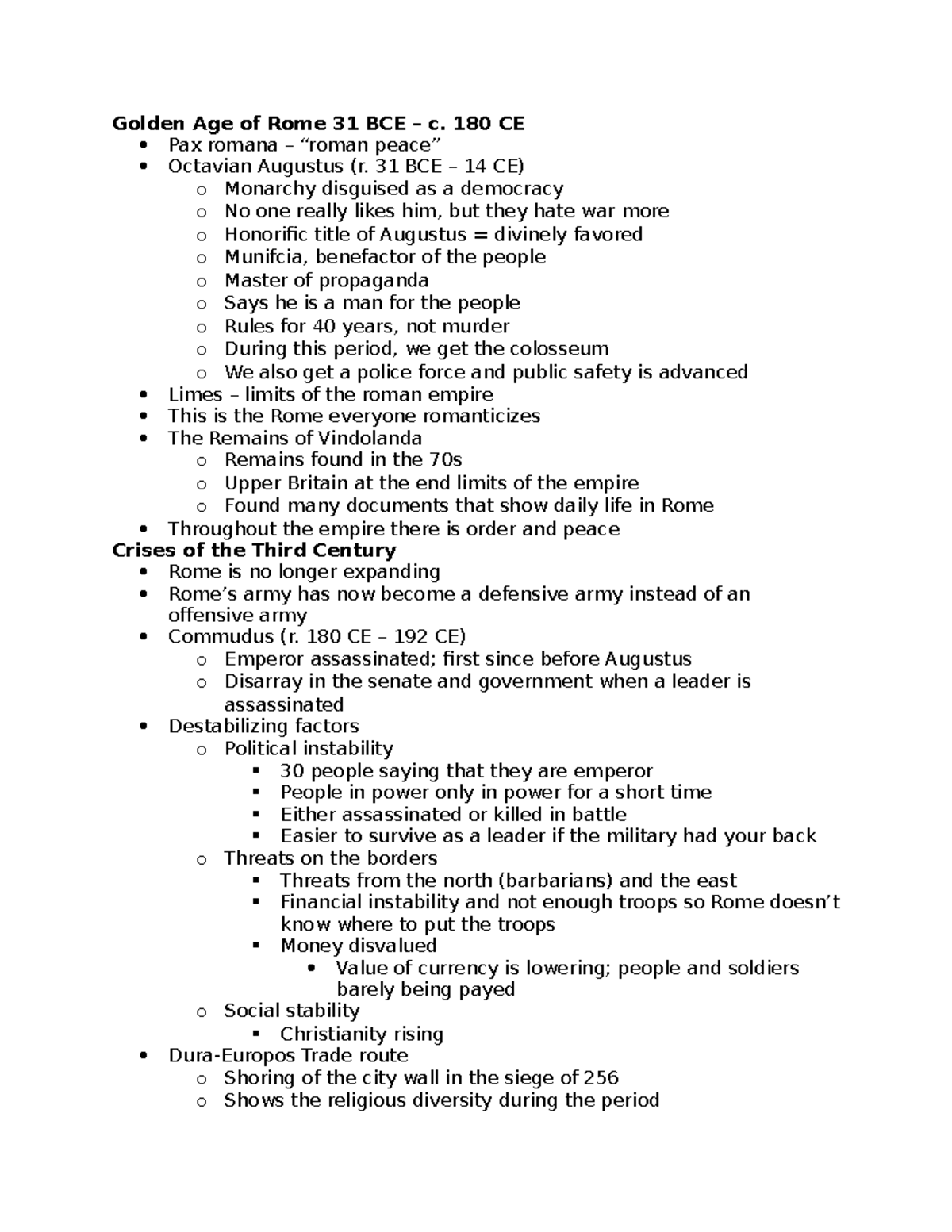 Roman Times - Golden Age of Rome 31 BCE – c. 180 CE Pax romana – “roman ...