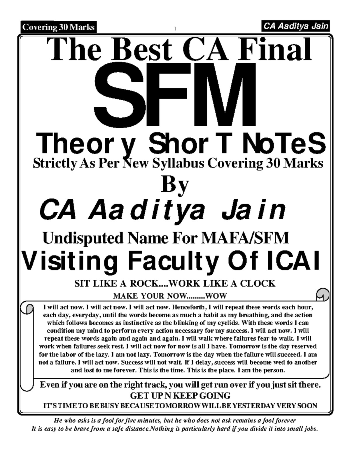10 short theory notes - The Best CA Final SIT LIKE A ROCK... LIKE A ...